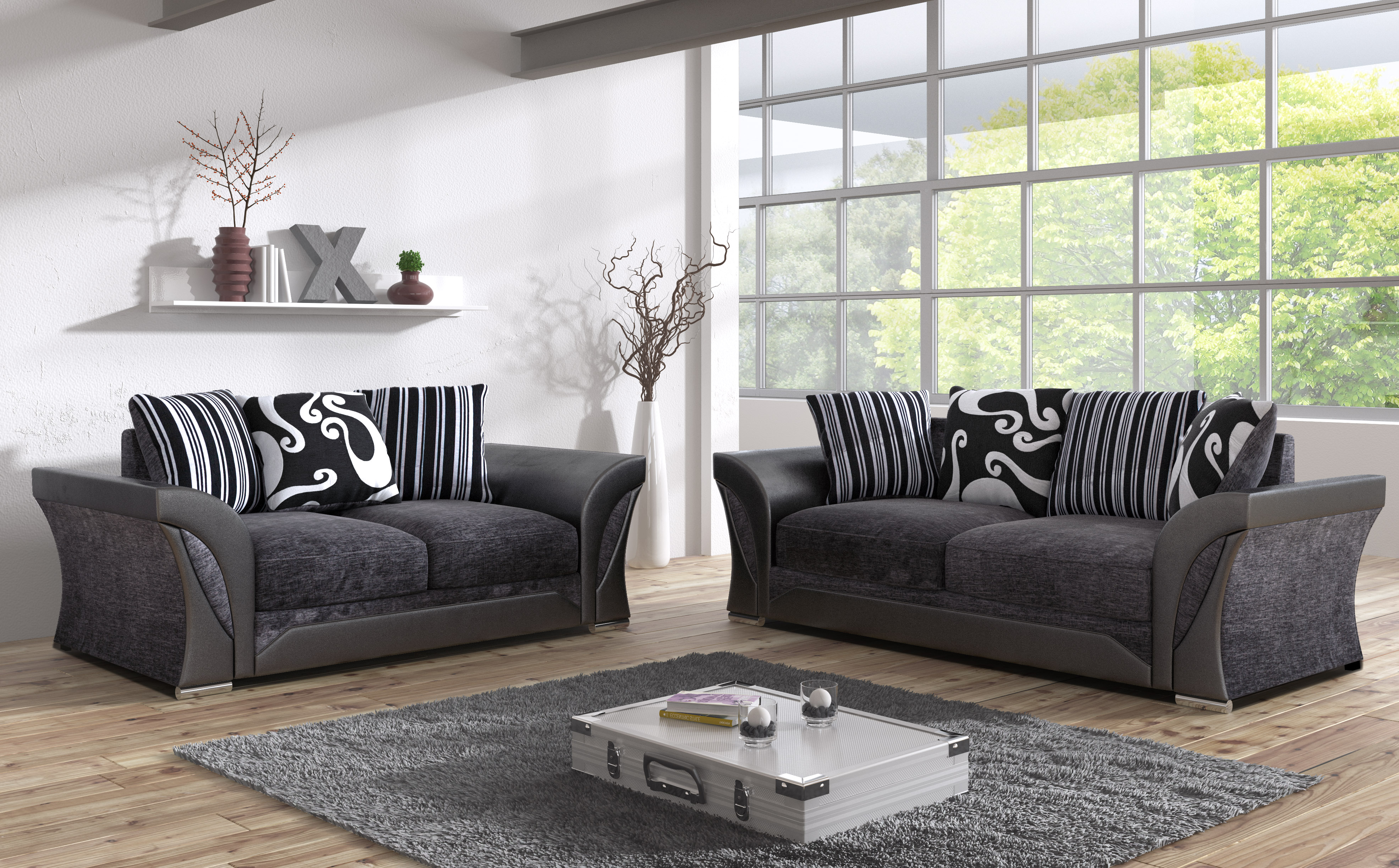 Farrow Grey Black 2 Seater Farrow Grey Black 2 Seater